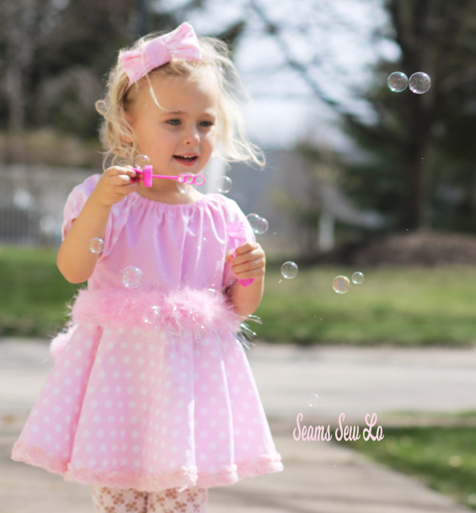 Minnie Mouse dress sewing pattern in pink and white polka dots - Seams ...